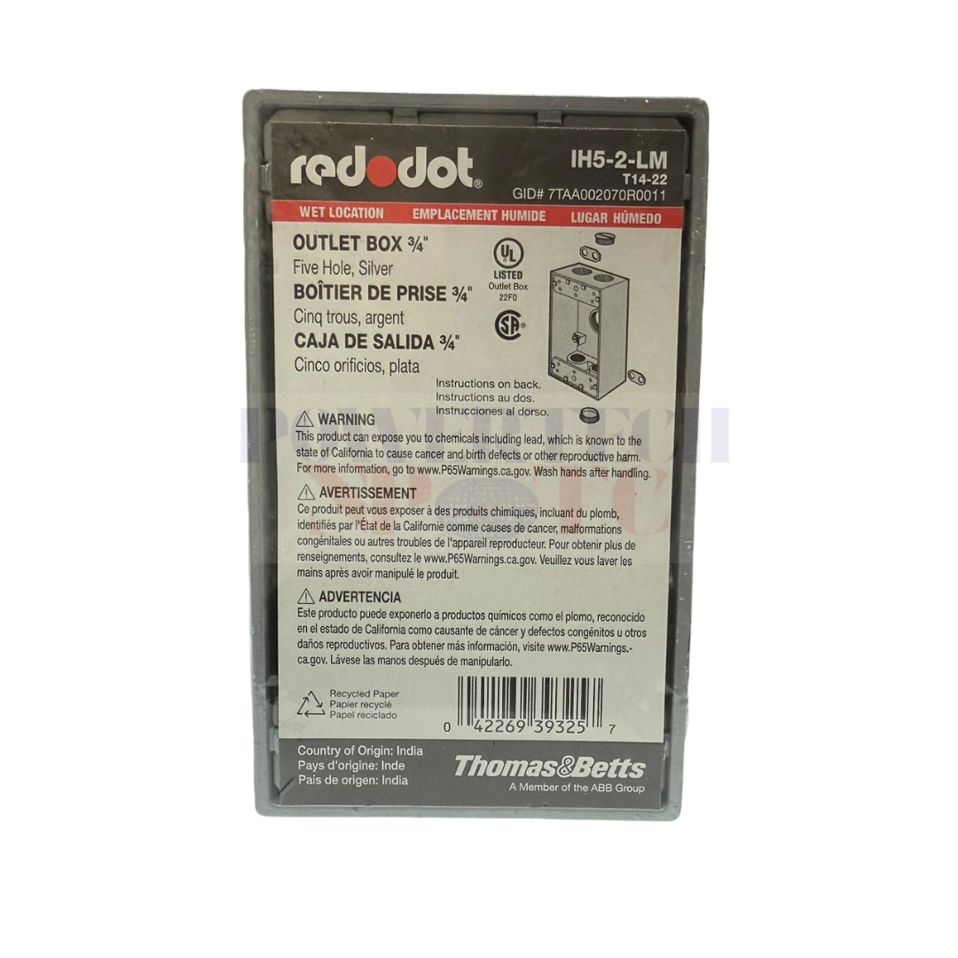 (2" x 4") 5 Outlet Weatherproof Junction Box - BOXES & COVERS - RED DOT